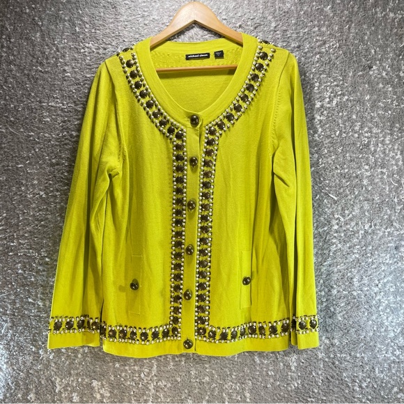 Michael Simon | Sweaters | Michael Simon Neon Lime Yellow Xl Cardigan ...